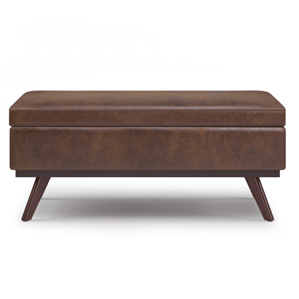 Faux leather rectangular ottoman store